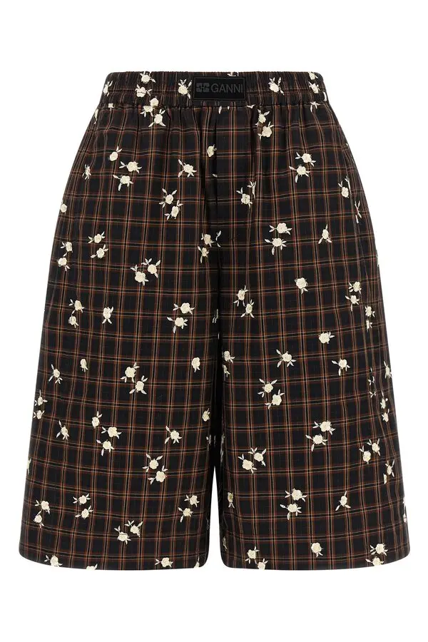 GANNI Check Flower' Bermuda Shorts