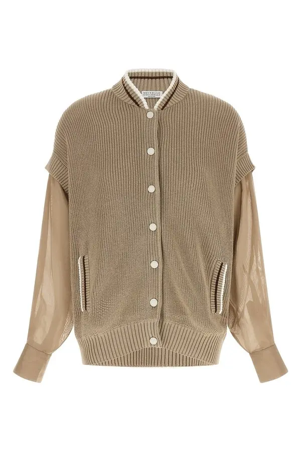 Brunello Cucinelli Organza Sleeve Cardigan
