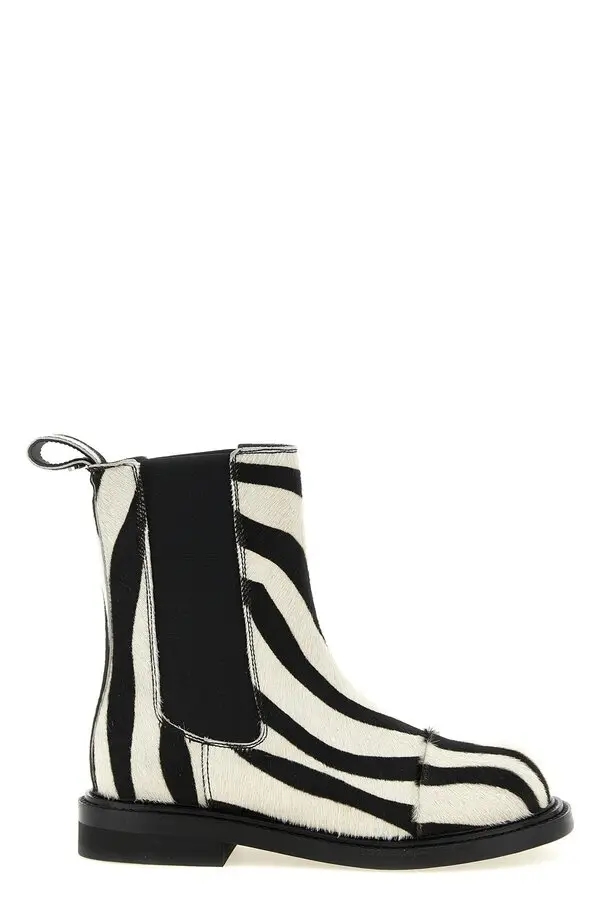 Moschino Zebra Pony Hair Chelsea Ankle Boots - White/black
