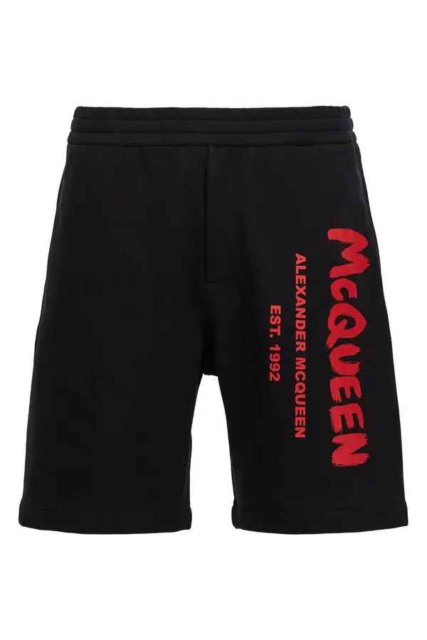 Alexander McQueen Graffiti Bermuda Shorts - Black