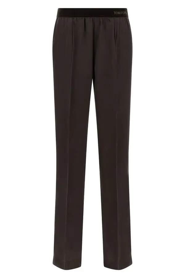 TOM FORD Silk Trousers - Brown