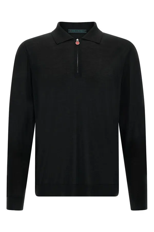 Kiton Wool Polo Shirt 14 Microns - Black