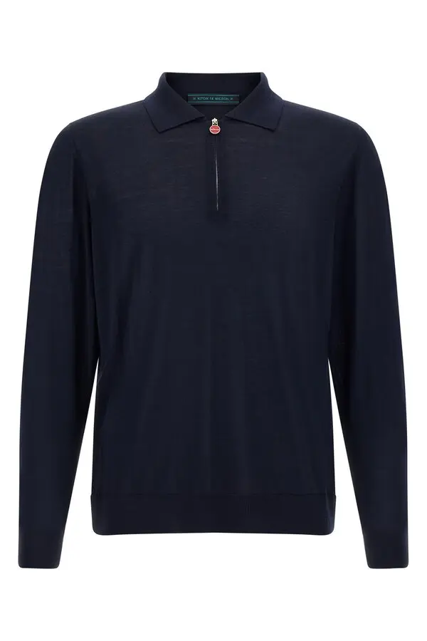 Kiton Wool Polo Shirt 14 Microns - Blue