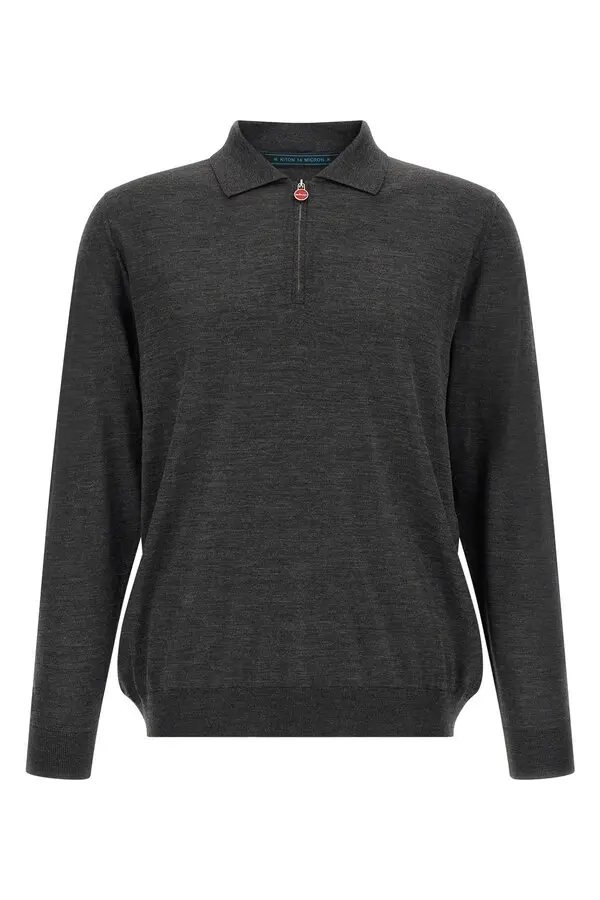 Kiton Wool Polo Shirt 14 Microns - Gray