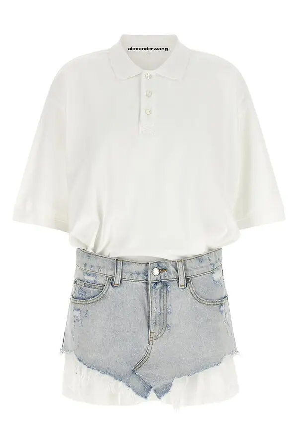 Alexander Wang Denim Skirt Polo Dress - Multi