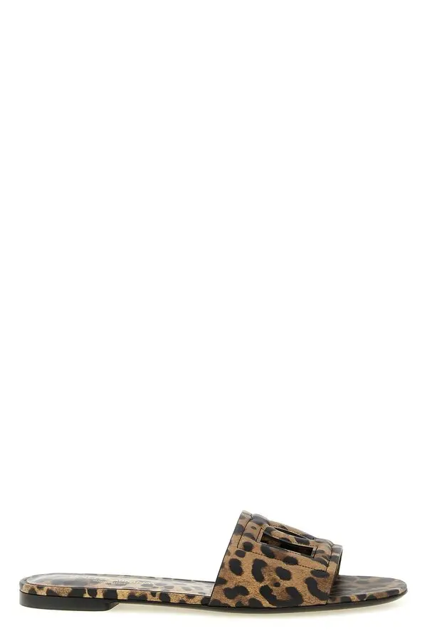 Dolce & Gabbana Leopard Print Bianca Flat Sandals - Brown