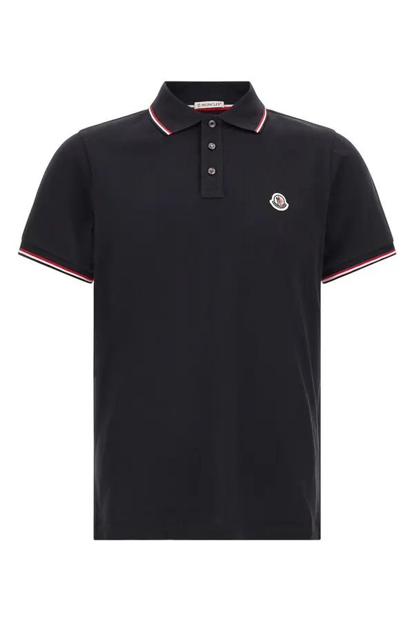 Moncler Tricolor Trim Polo Shirt