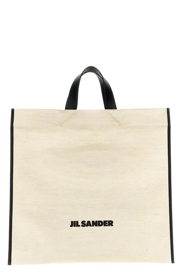 JIL SANDER Border Book Tote Square' Shopping Bag - White/black