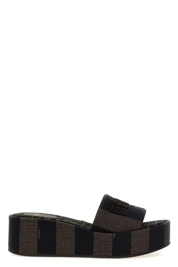 Fendi Sunshine Fabric Platform Sandals - Brown