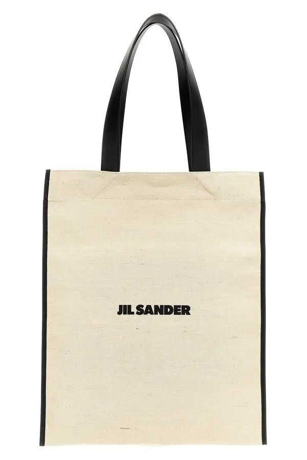 JIL SANDER Medium 'flat' Shopping Bag - White/black