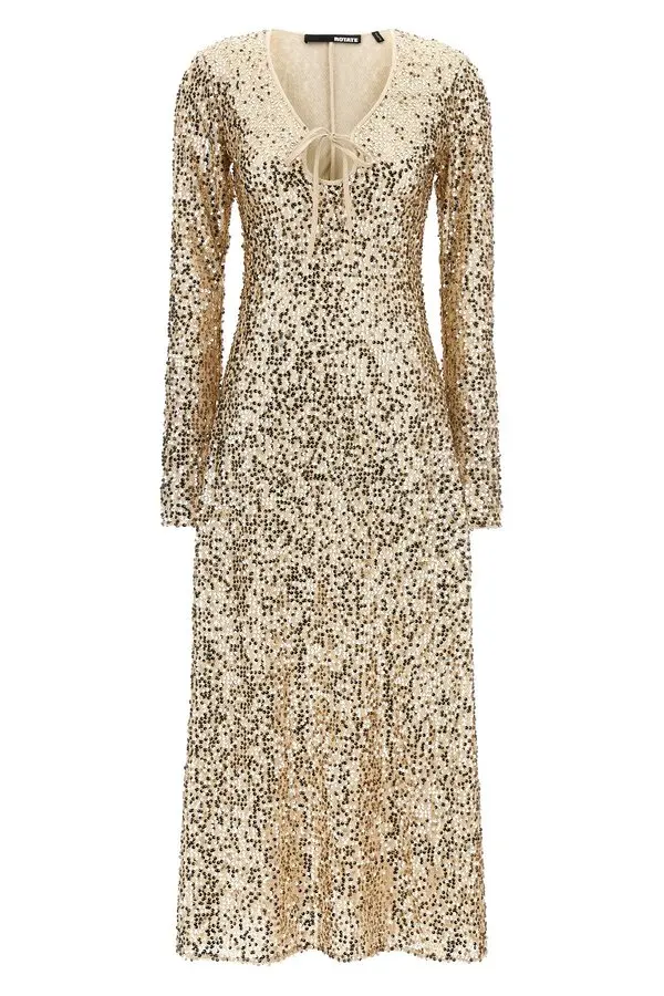 ROTATE BY BIRGER CHRISTENSEN Net Sequins Midi' Dress - Gold