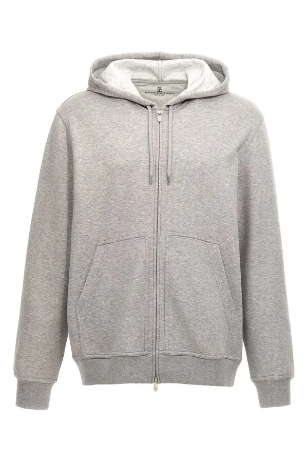 Brunello Cucinelli Cashmere And Silk Blend Hooded Sweatshirt - Gray