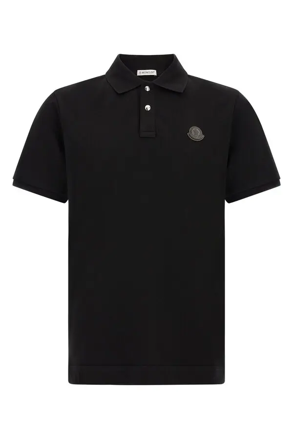 Moncler Leather Logo Patch Polo Shirt