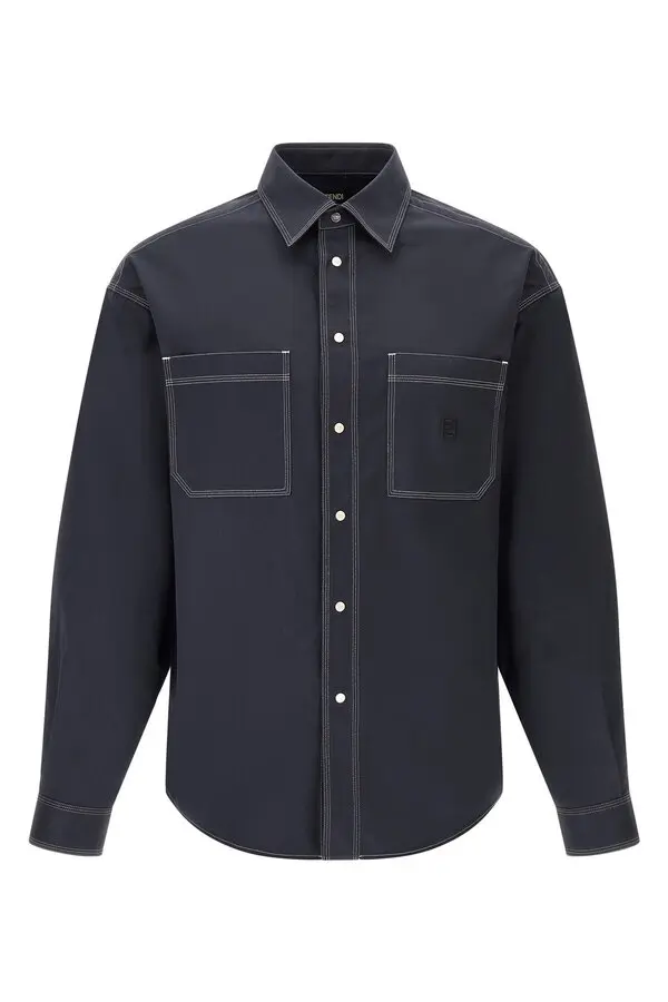 Fendi Ff Selleria' Logo Shirt - Blue