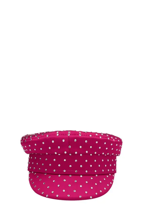 Ruslan Baginskiy Crystal-embellished Satin Baker Boy Cap - Fuchsia