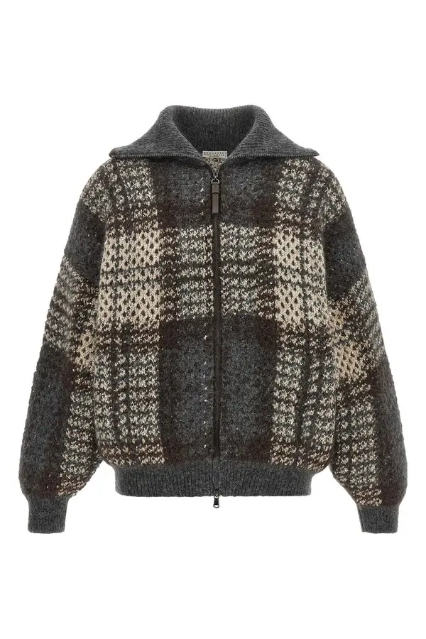 Brunello Cucinelli Double Dazzling Tartan Cardigan