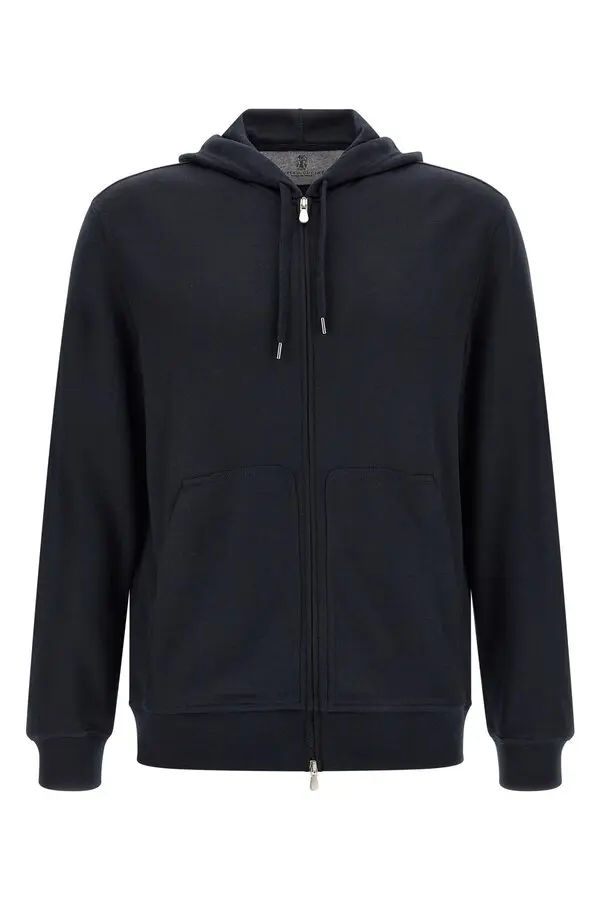 Brunello Cucinelli Cashmere And Silk Hoodie - Blue