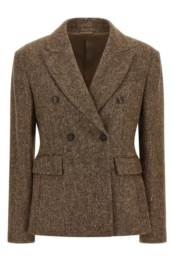 Brunello Cucinelli Donegal Wool Double-breasted Blazer