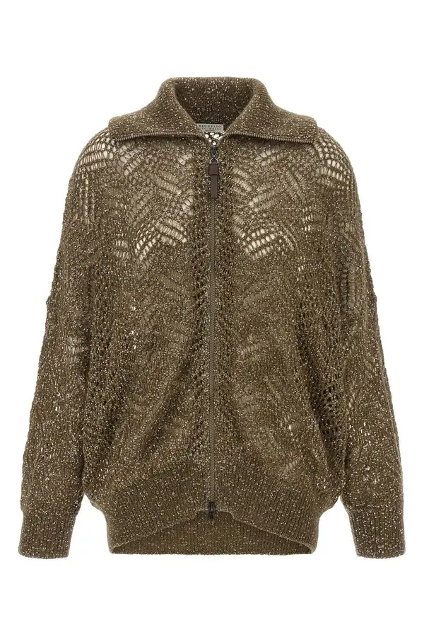 Brunello Cucinelli Dazzling Abstract Leaf Cardigan