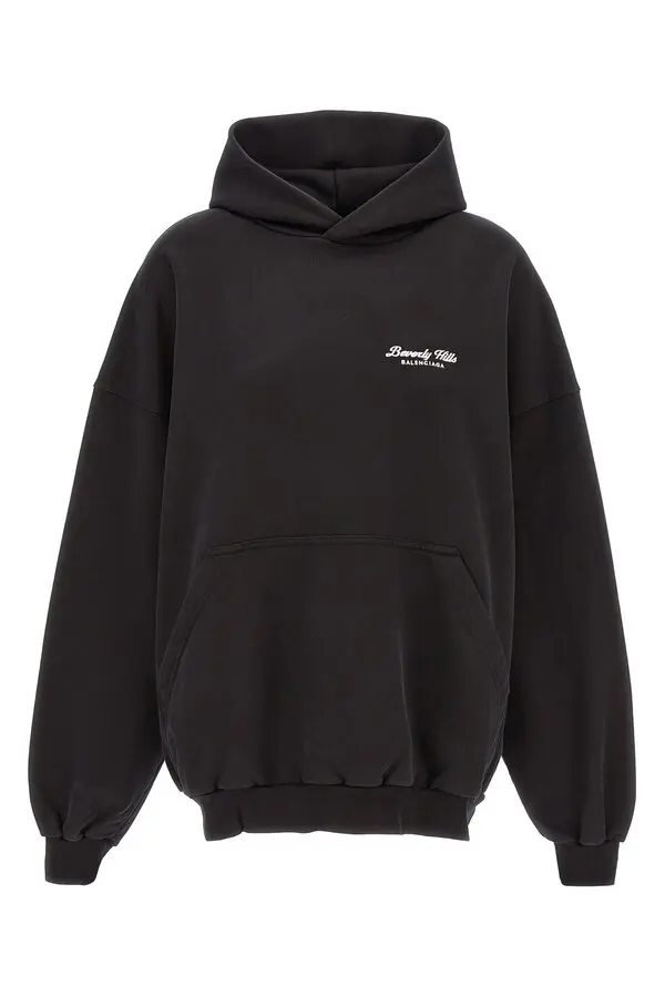 Balenciaga Beverly Hills Cotton Hooded Sweatshirt - White/black