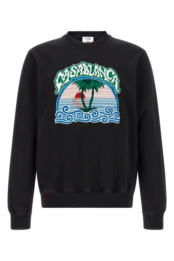 Casablanca Palm Tree Emblem' Embroidered Sweatshirt - Black