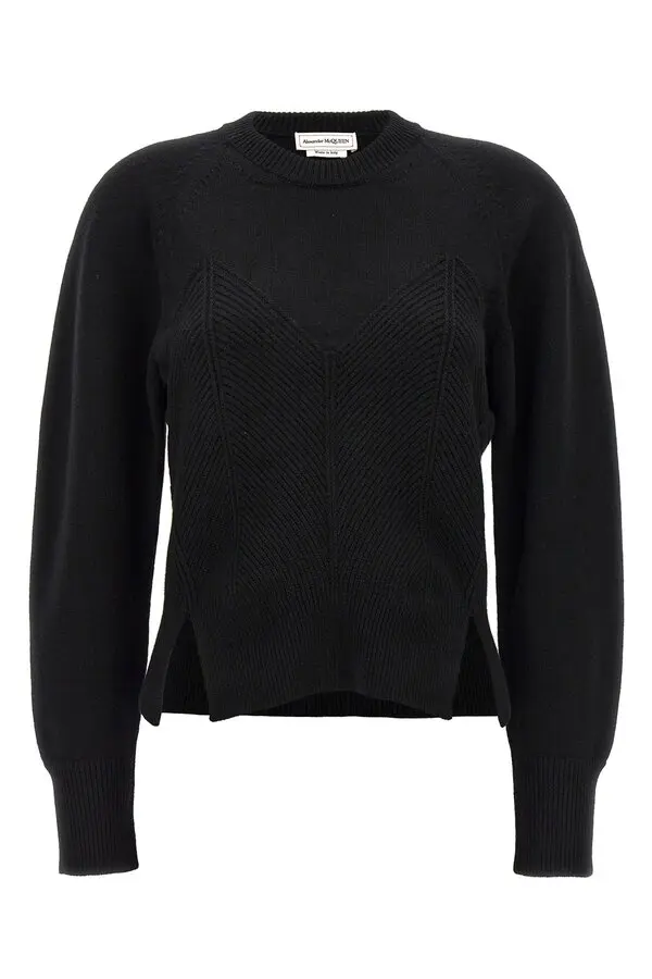 Alexander McQueen Chevron Corset Sweater - Black