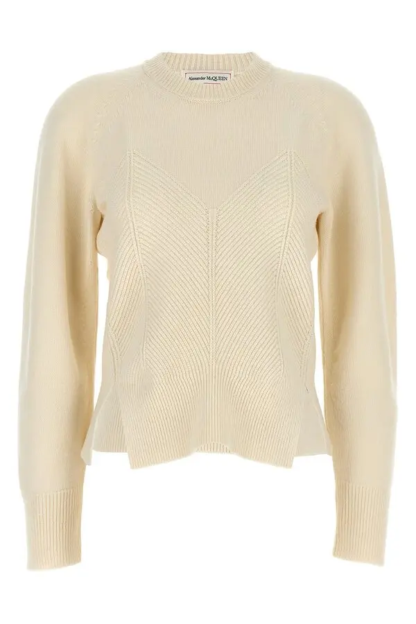 Alexander McQueen Chevron Corset Sweater - White
