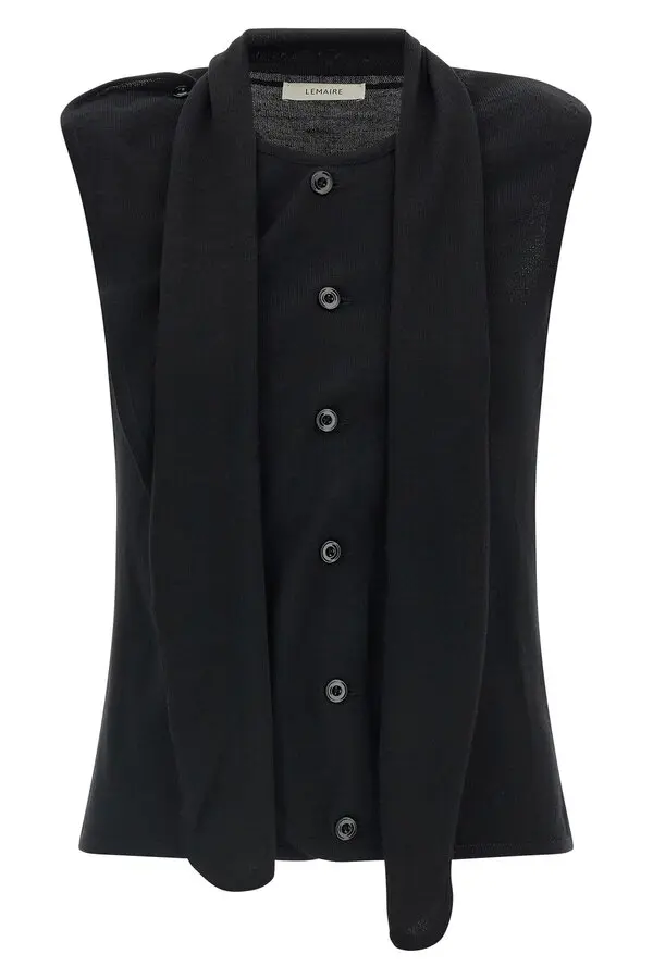 LEMAIRE Draped Panel Vest - Black
