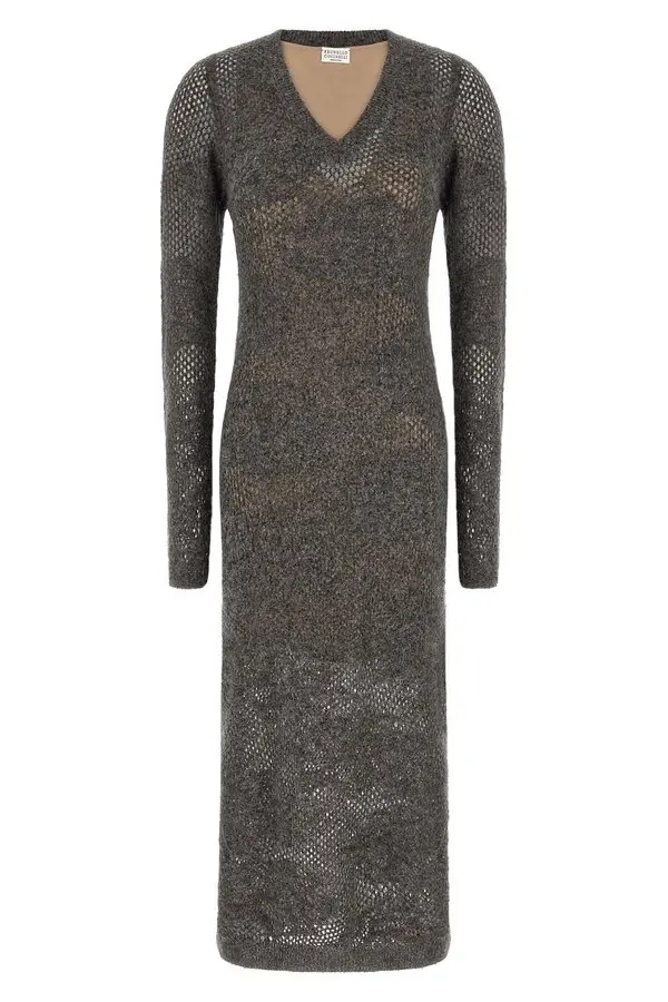Brunello Cucinelli Flower Lace' Dress - Gray