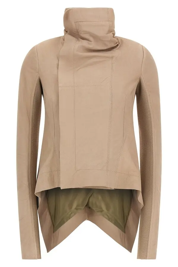 Rick Owens Naska Leather Biker Jacket - Beige