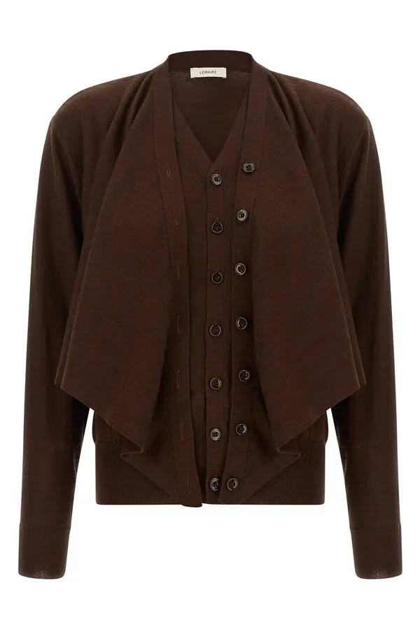 LEMAIRE Trompe L'oeil' Effect Cardigan - Bordeaux