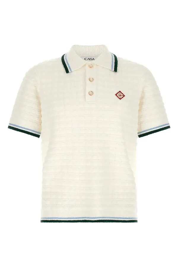Casablanca Bouclé Polo Shirt - White