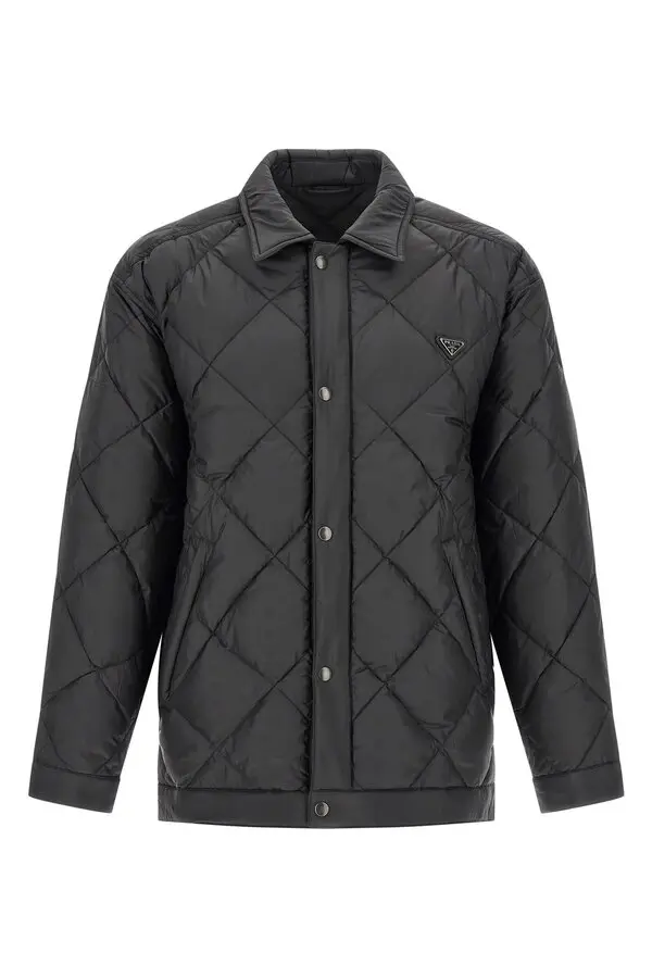Prada Quilted Down Jacket With Logo