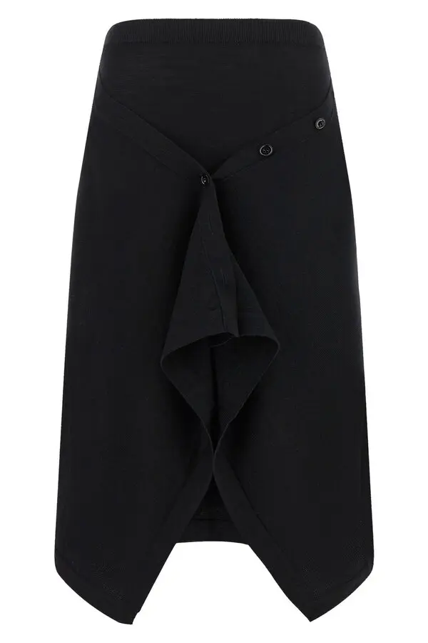 LEMAIRE Button Asymmetrical Skirt - Black