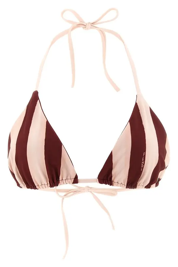 Fendi Pequin Reversible Bikini Top - Bordeaux