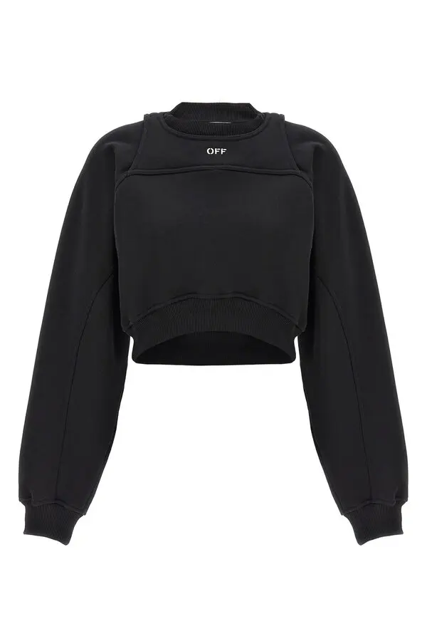 Off-White Cropped Sweatshirt - White/black