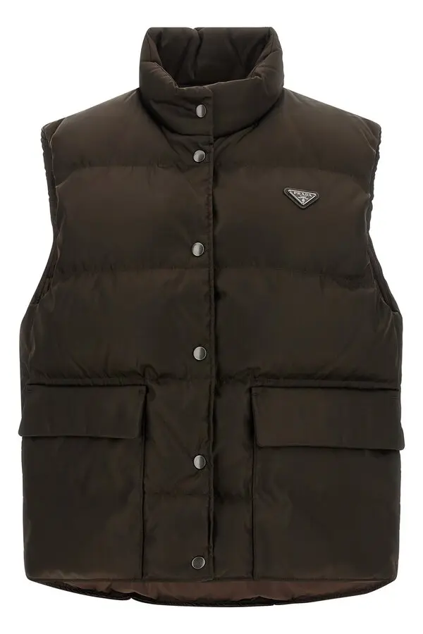 Prada Re-nylon Padded Vest - Brown