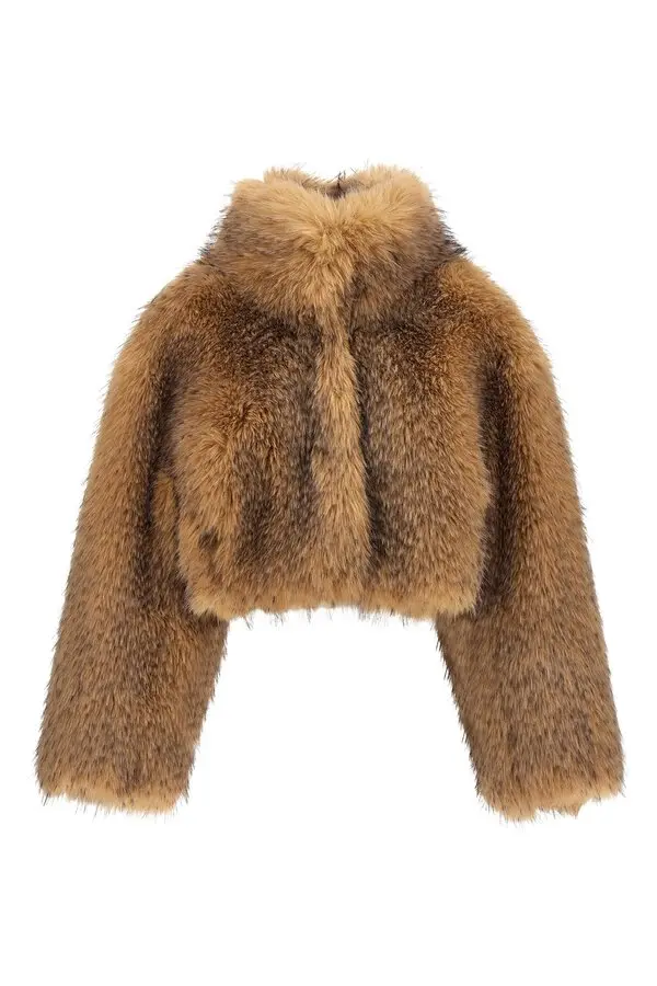 ROTATE BY BIRGER CHRISTENSEN Cropped Faux Fur Jacket