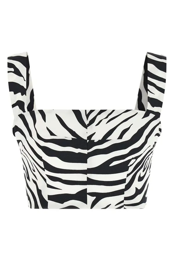 Dolce & Gabbana Zebra Print Cropped Bustier Top - White/black