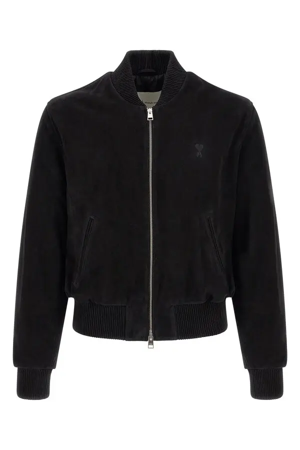AMI Paris De Coeur Leather Jacket