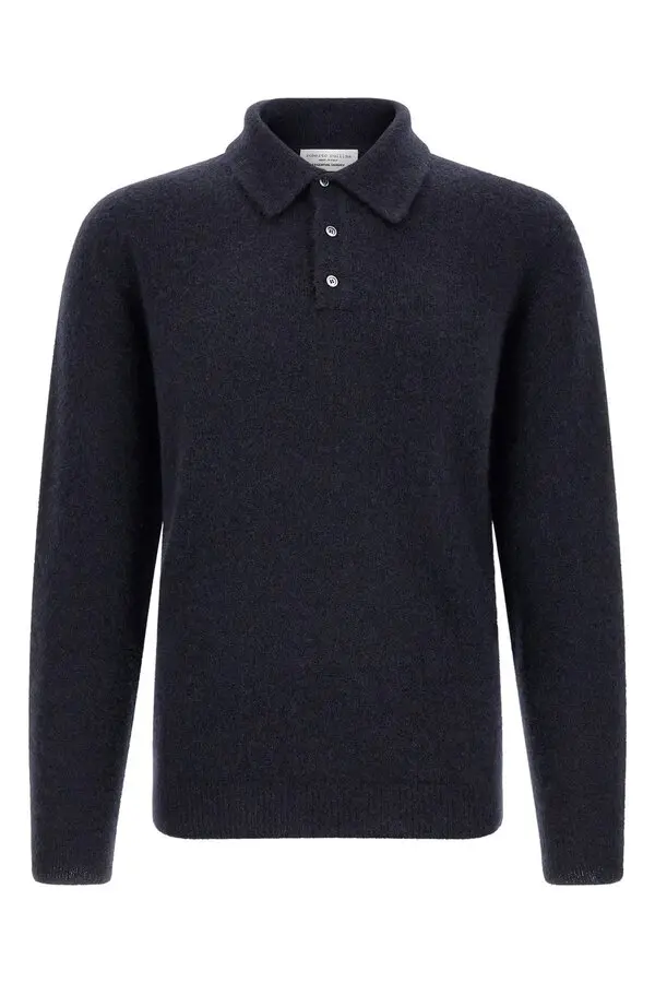 ROBERTO COLLINA Cashmere And Silk Polo Shirt - Blue