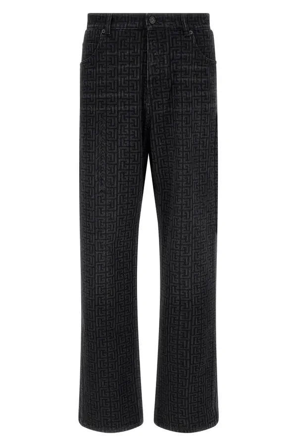 Balmain Monogram Pattern Denim Jeans