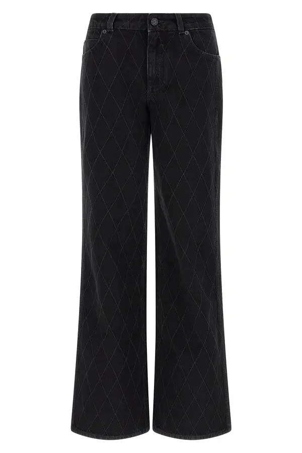 Balmain Diamond-shaped Quilted Denim Jeans