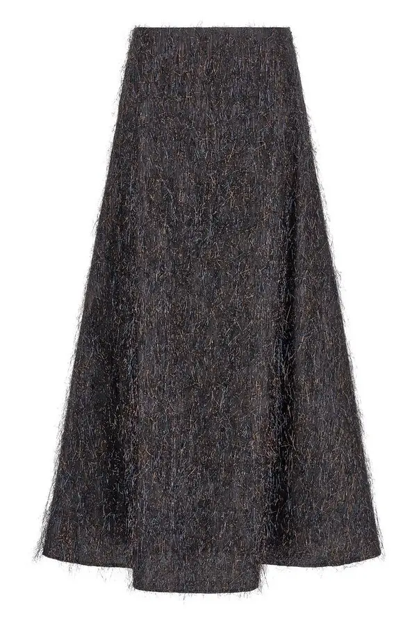 Peserico Metallic Fringe Midi Skirt - Blue