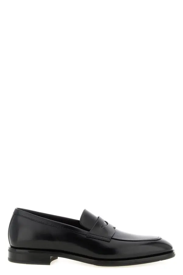 Santoni Gregor Leather Loafers - Black