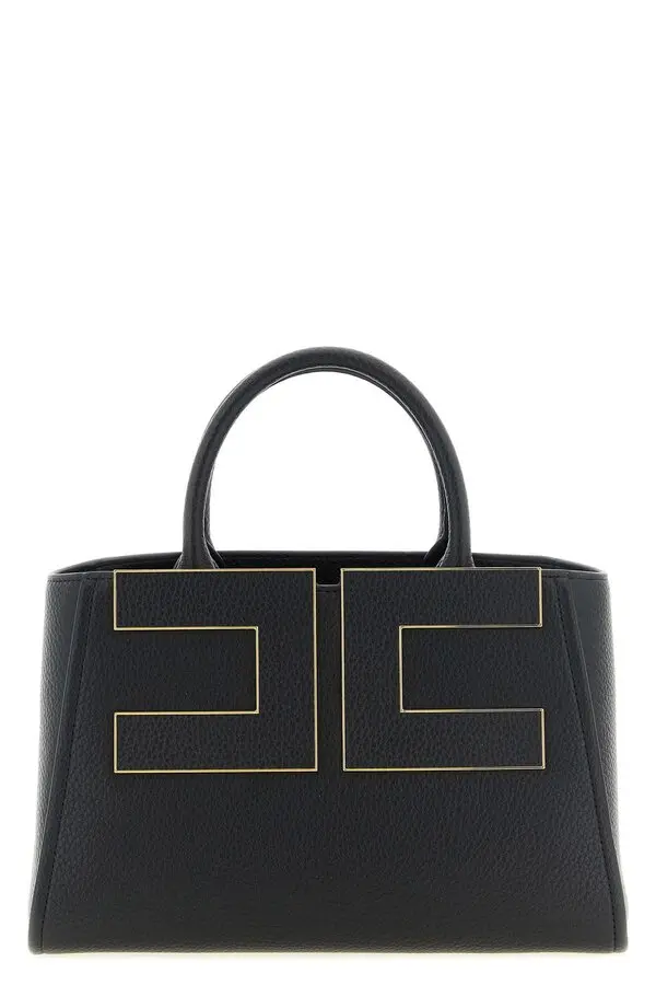Elisabetta Franchi Maxi Logo Shopping Bag - Black