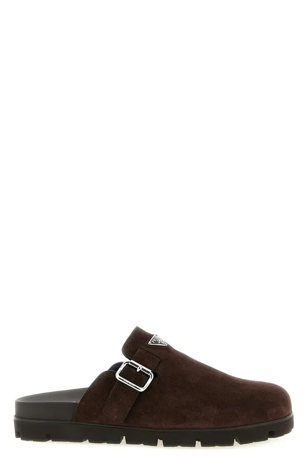 Prada Suede Buckled Sabot