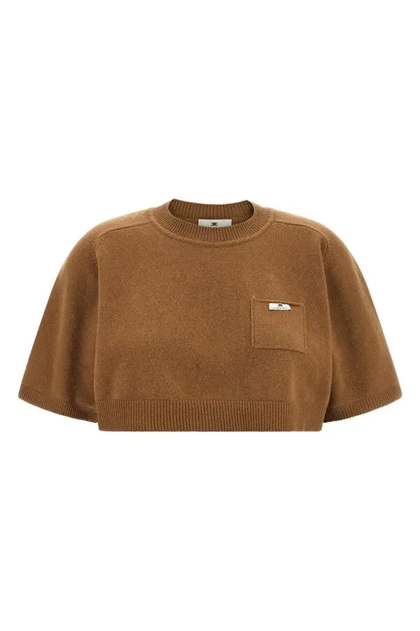 Elisabetta Franchi Wool And Cashmere Top - Brown