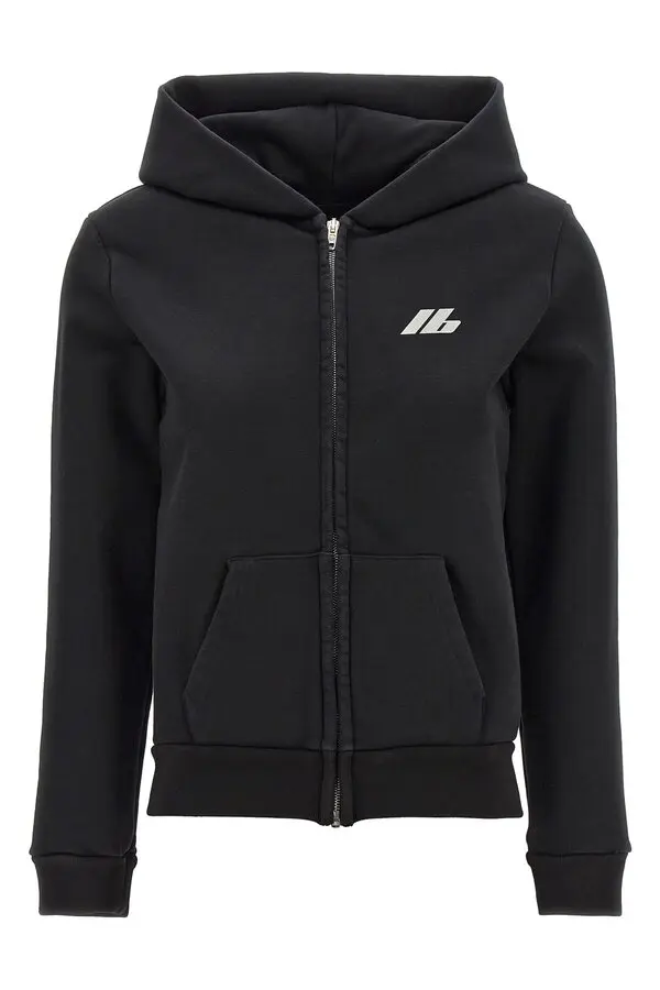 Balenciaga Logo Print Zip-up Hoodie - Black