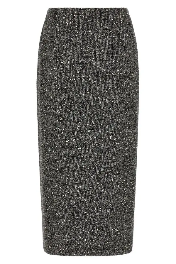 Valentino Garavani Chevron Bouclé Skirt - White/black